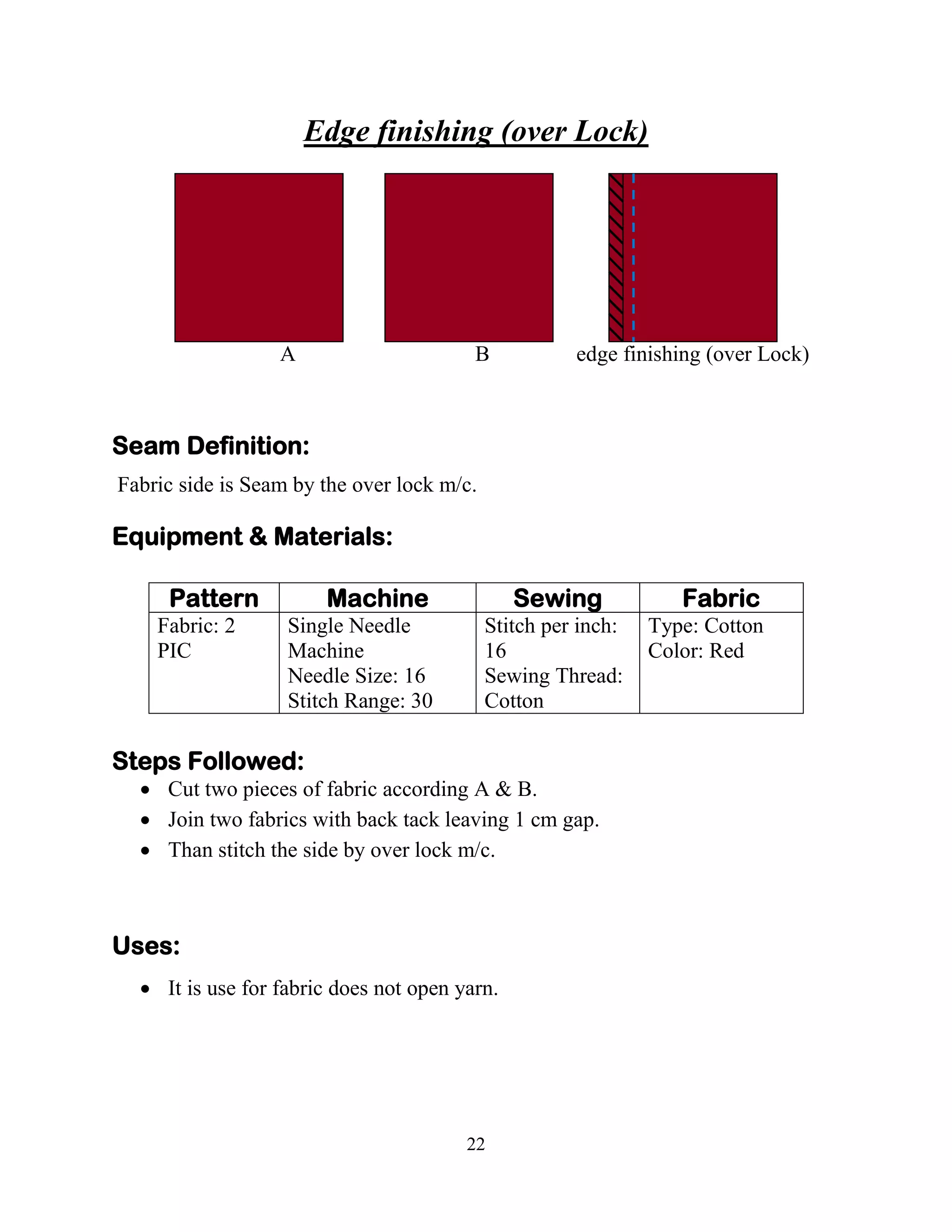 Classification of seam, sewing method and use | PDF