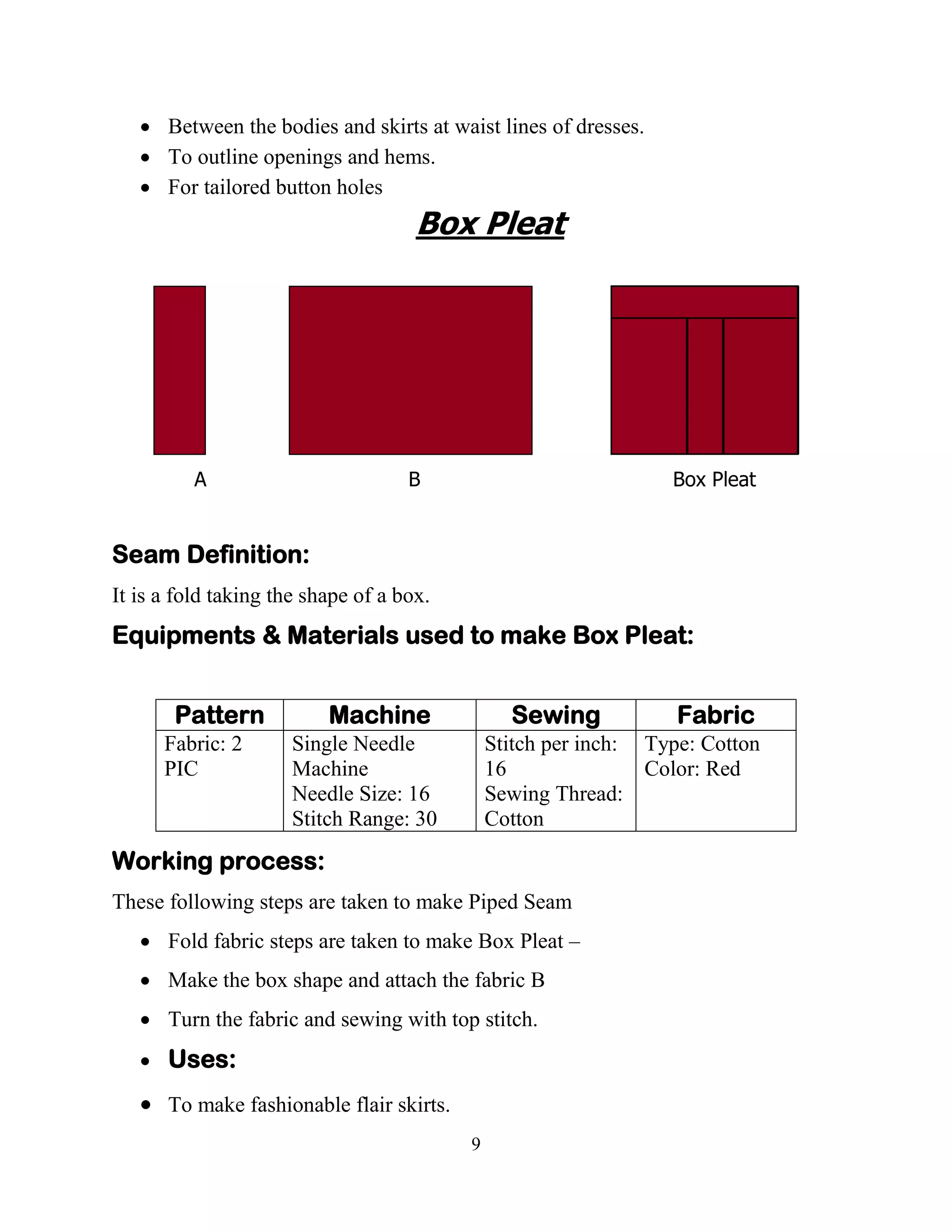 Classification of seam, sewing method and use | PDF