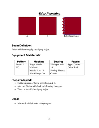 Classification of seam, sewing method and use | PDF