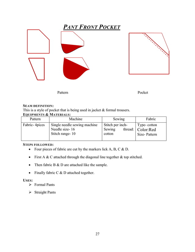 Classification of seam, sewing method and use | PDF
