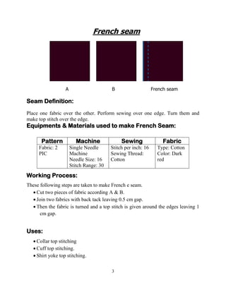 Classification of seam, sewing method and use | PDF