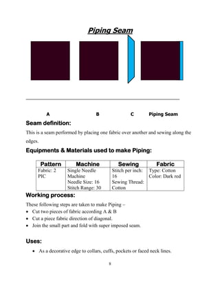 Classification of seam, sewing method and use | PDF