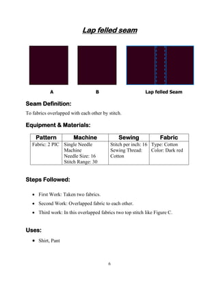 Classification of seam, sewing method and use | PDF
