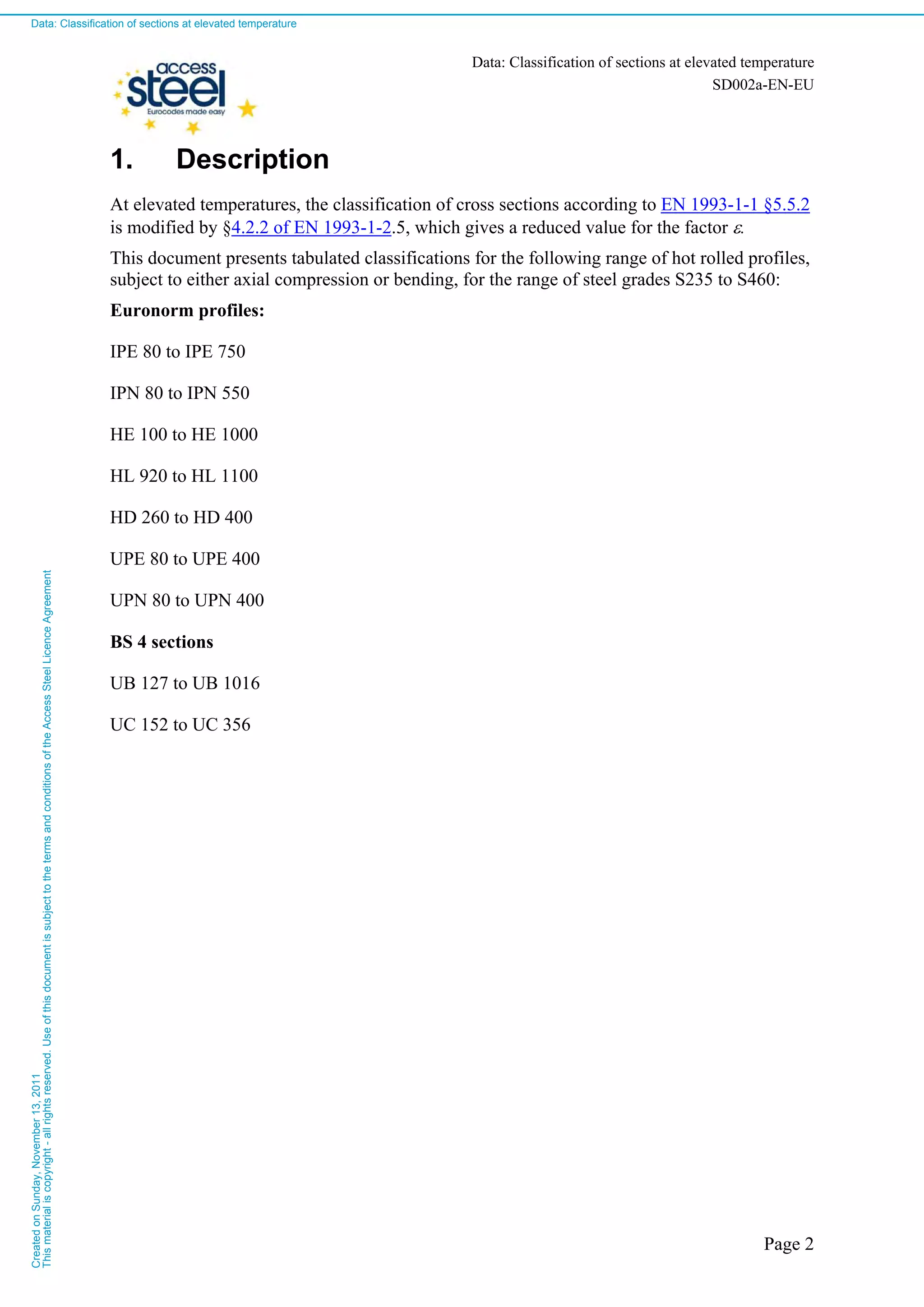 Classification of sections at elevated temperature | PDF
