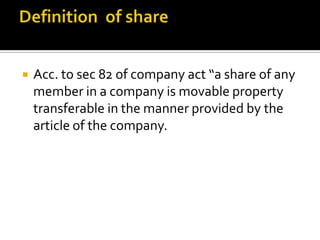 Classification of shares | PPTX