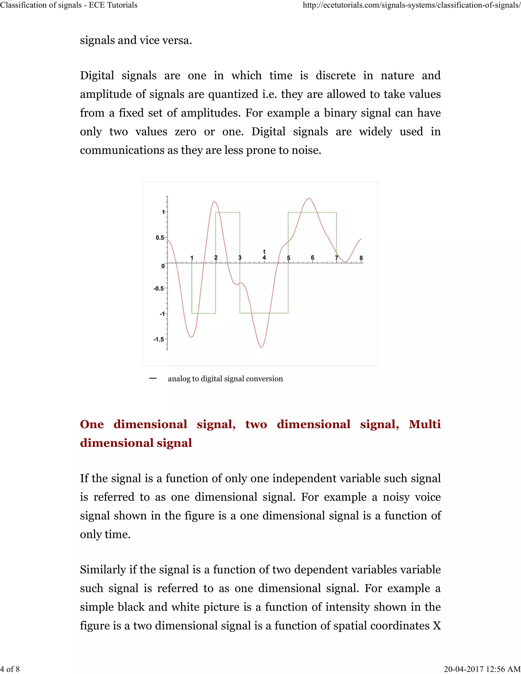 Classification of signal | PDF