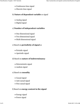 Classification of signal | PDF