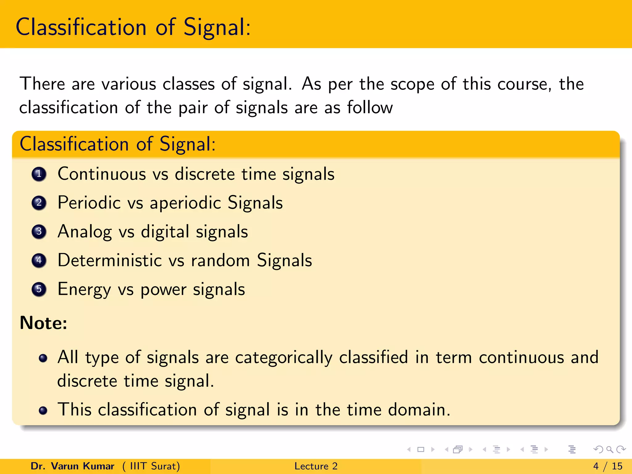 Classification of signal | PPT