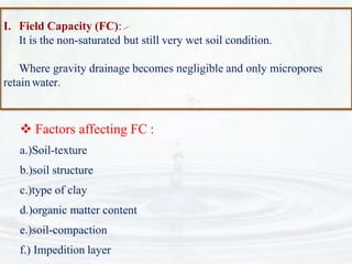 Classification of soil water & soil moisture characteristics curve | PPTX
