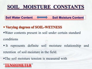 Classification of soil water & soil moisture characteristics curve | PPTX