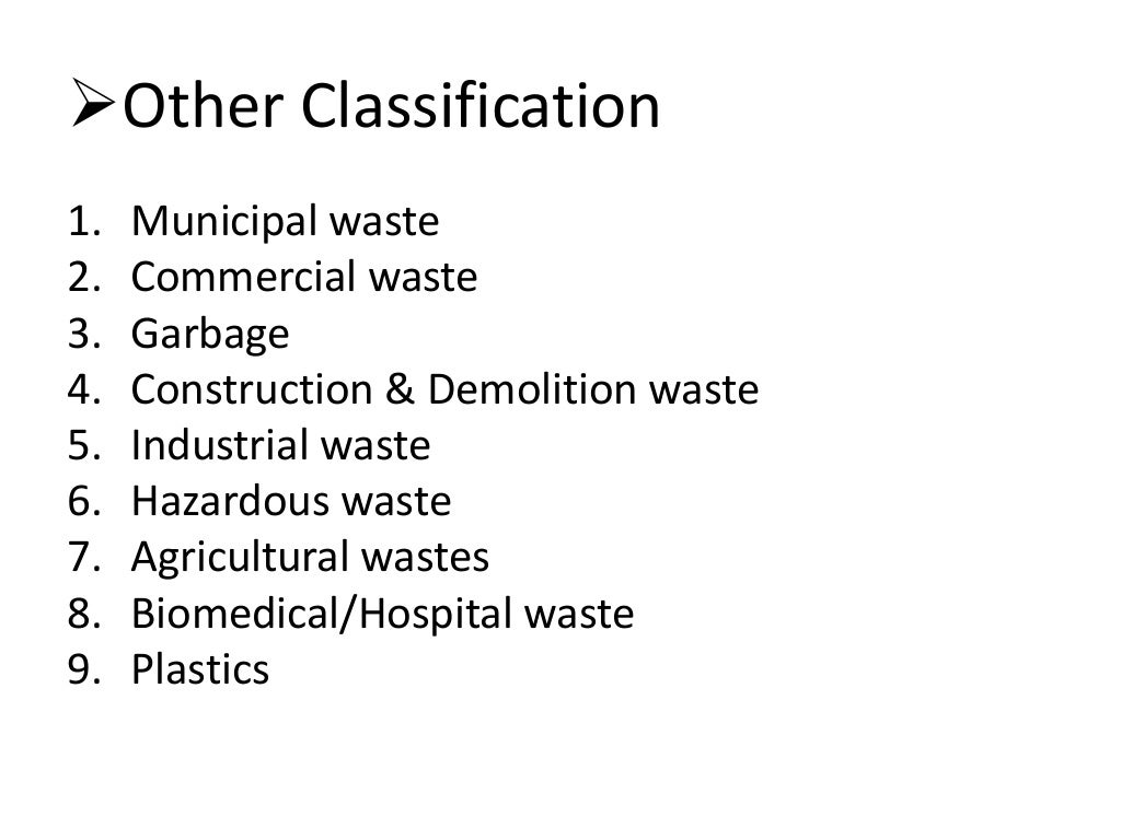 Classification of solid waste