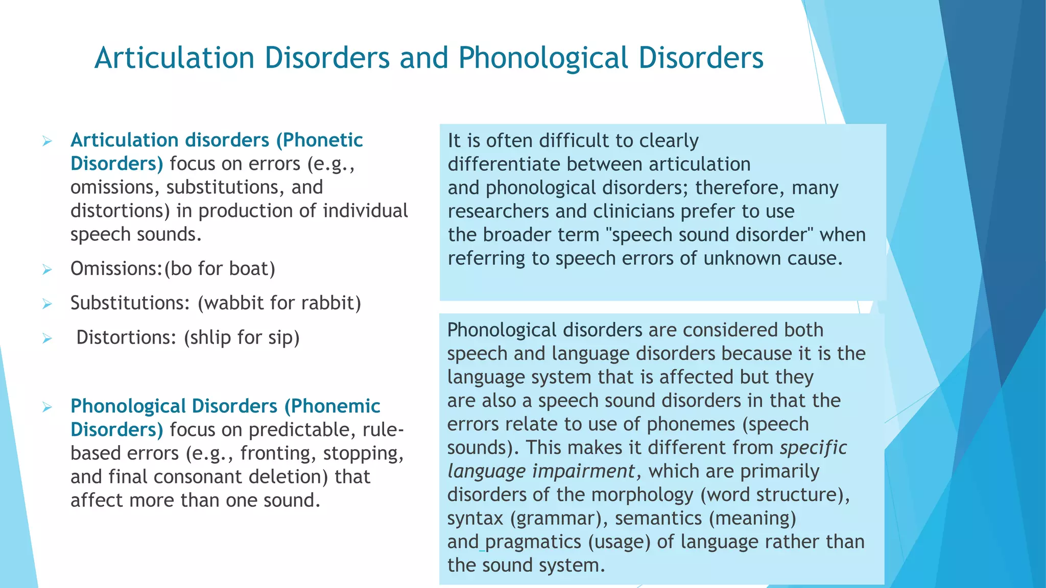 Classification of Speech Disorders | PPTX