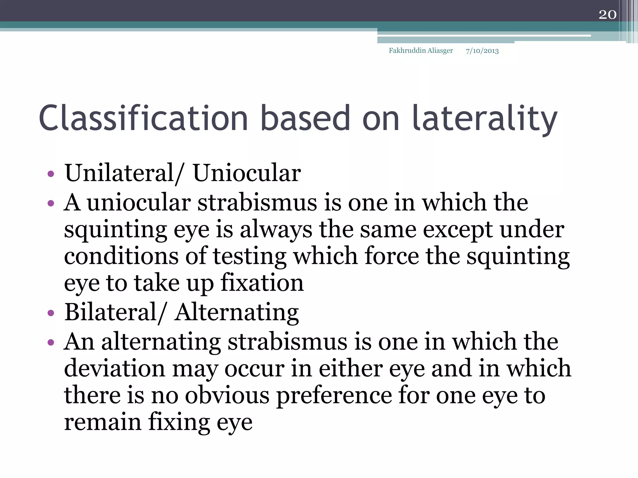 Classification of squint | PPTX