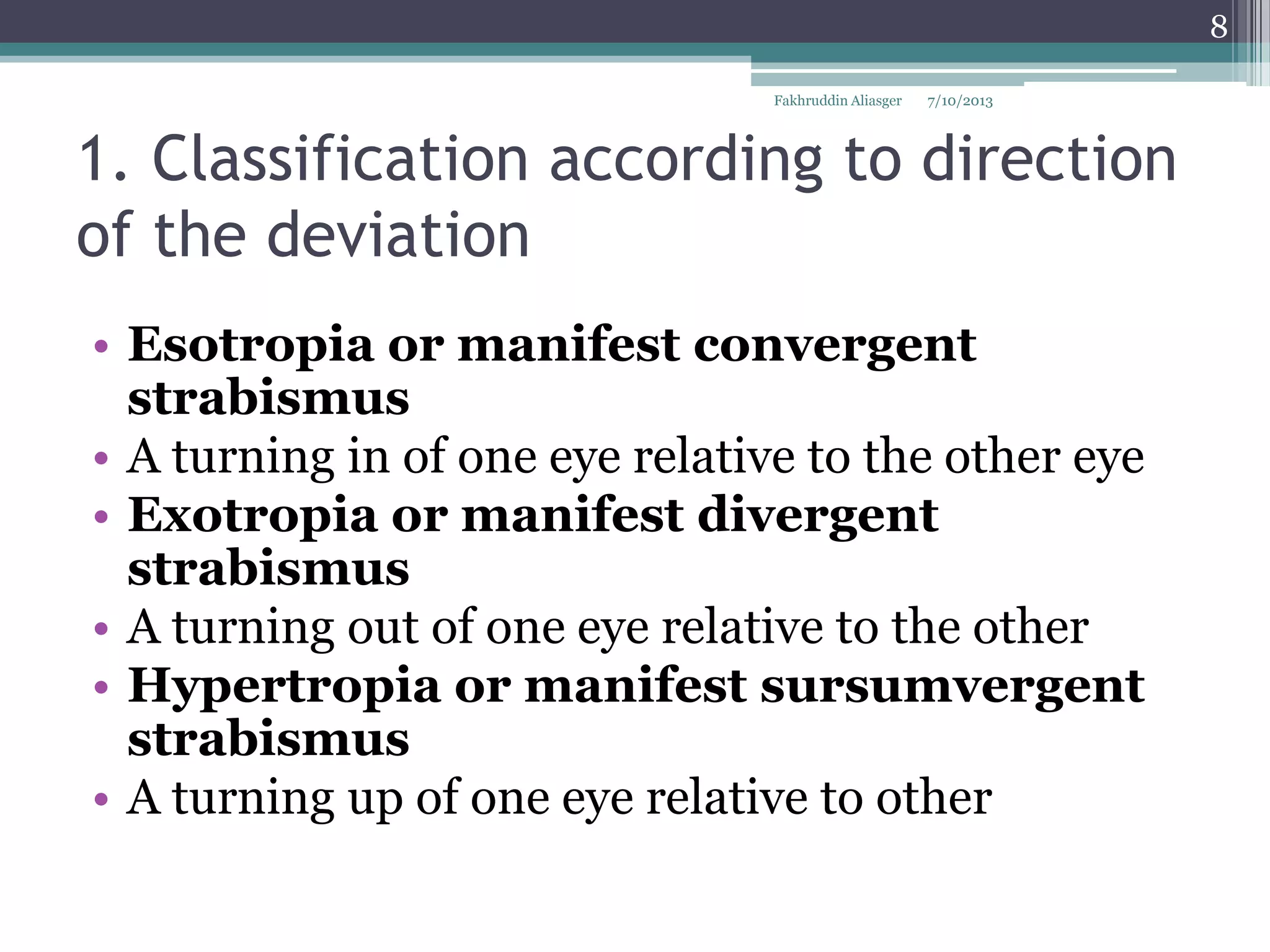 Classification of squint | PPTX