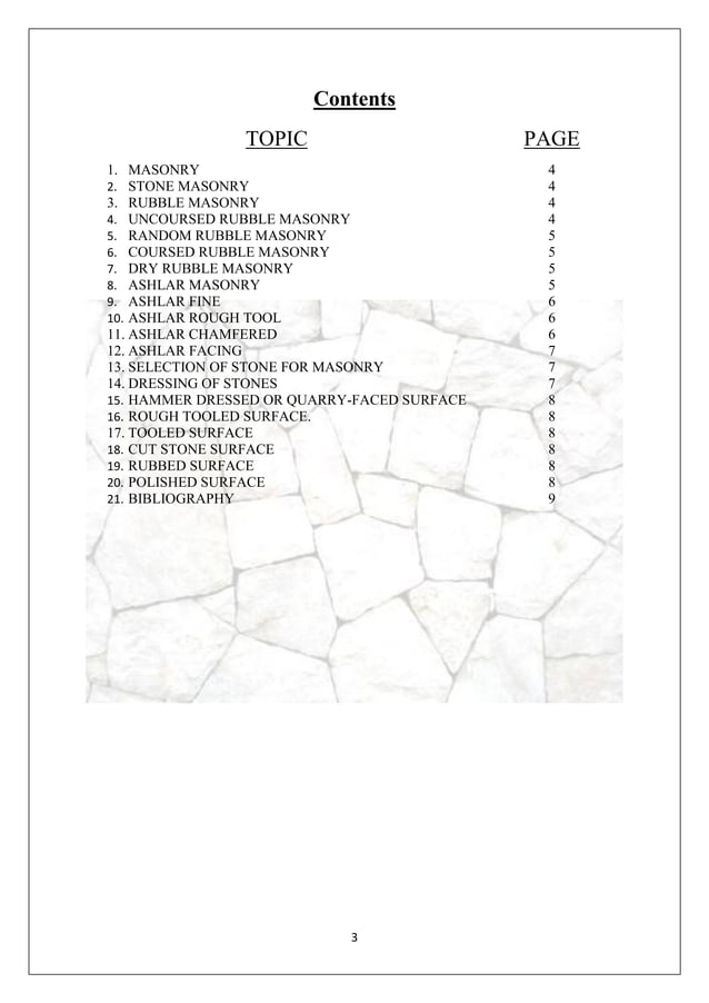 Classification of stone masonry(interior design student work) | PDF