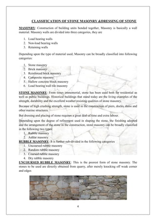 Classification of stone masonry(interior design student work) | PDF