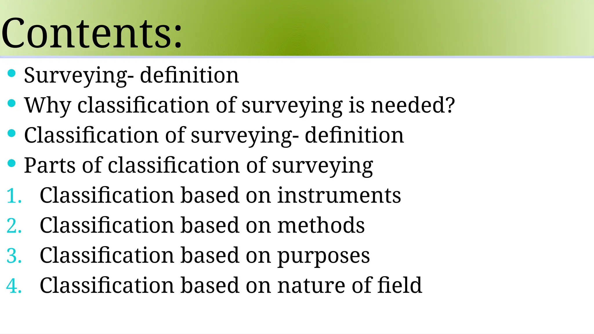 Classification Of Surveying in civil engineering | PPTX