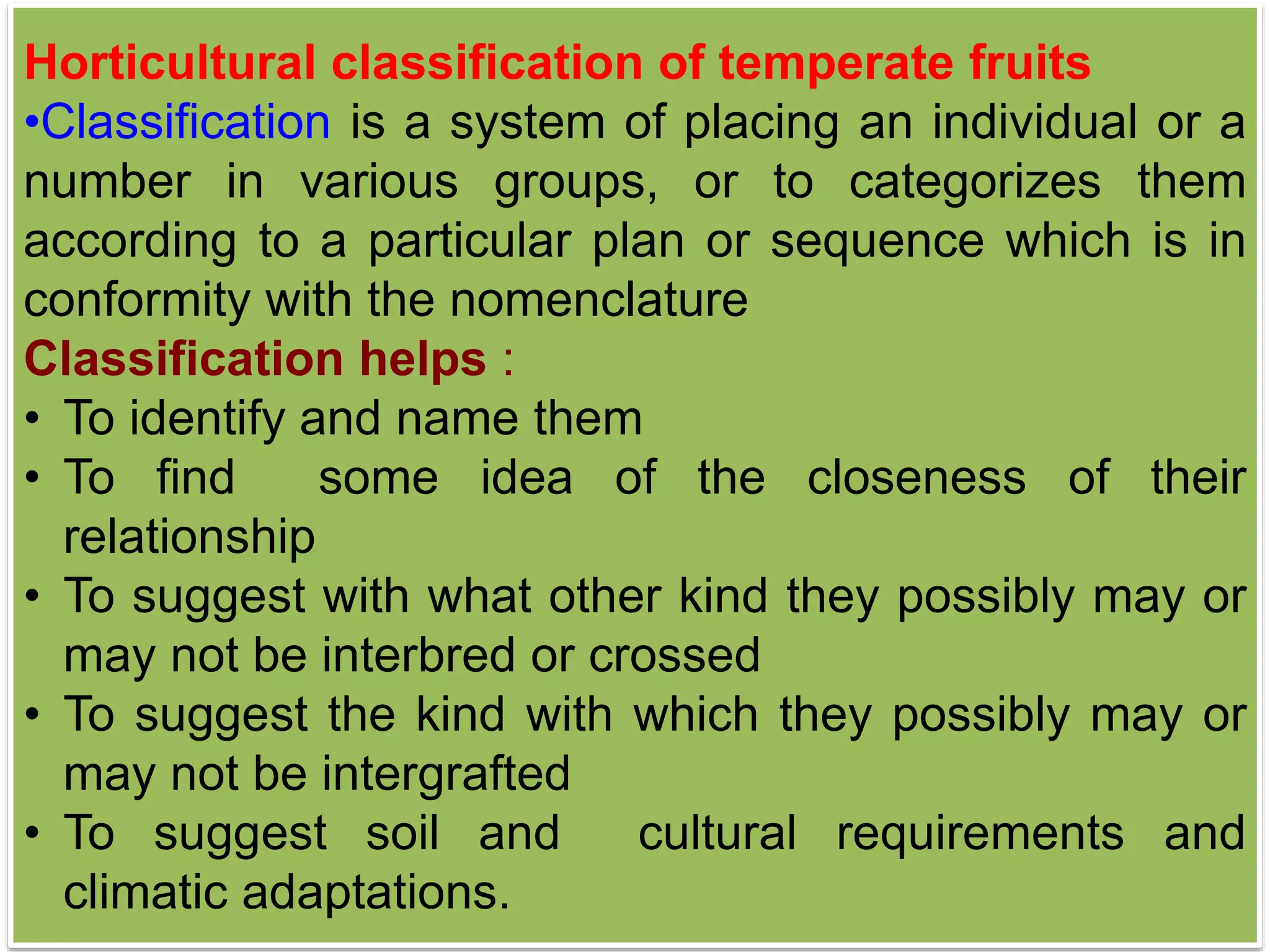 Classification of temperature fruits | PPT