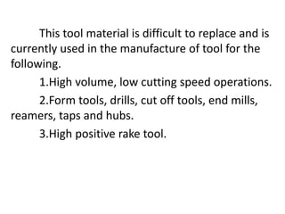 Classification of Tool Materials | PPTX