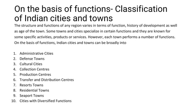 Classification Of Towns by ashok,s Mitra | PDF