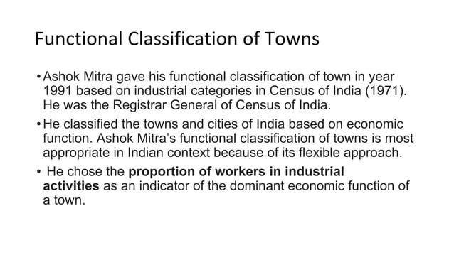 Classification Of Towns by ashok,s Mitra | PDF