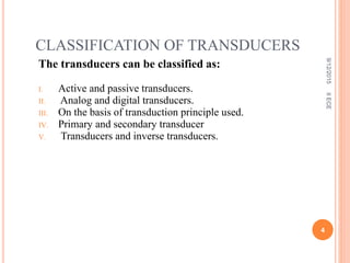 Classification of transducer | PPTX