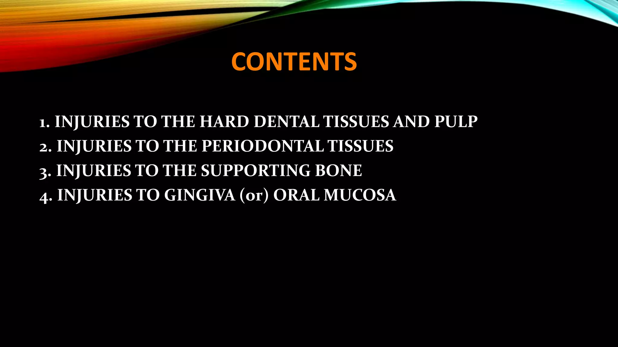 Classification of traumatic injuries to anterior teeth - andreasen's ...
