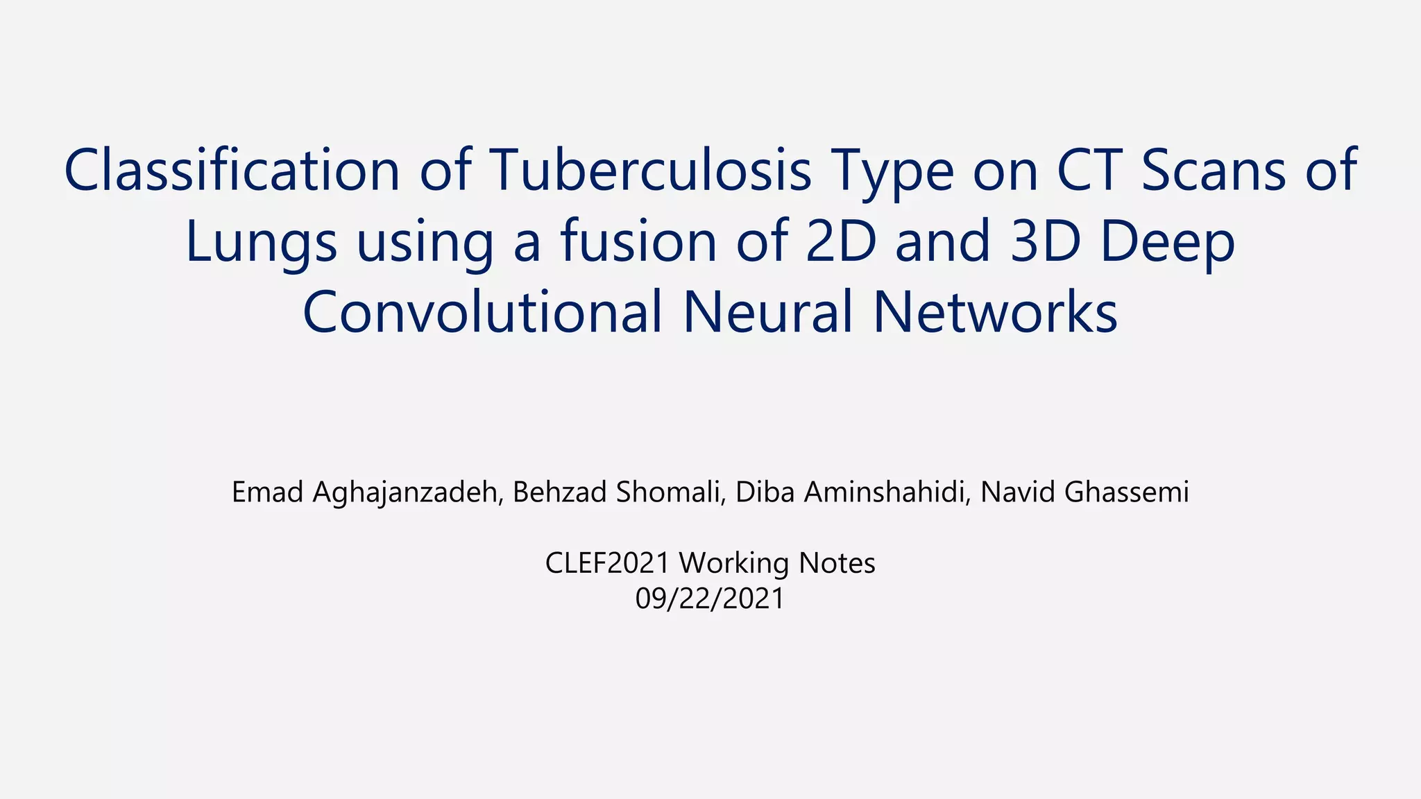 Classification of Tuberculosis Type on CT Scans of Lungs using a fusion of 2D and 3D Deep ...