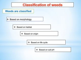 Classification of weeds and characteristics of different agro systems | PDF
