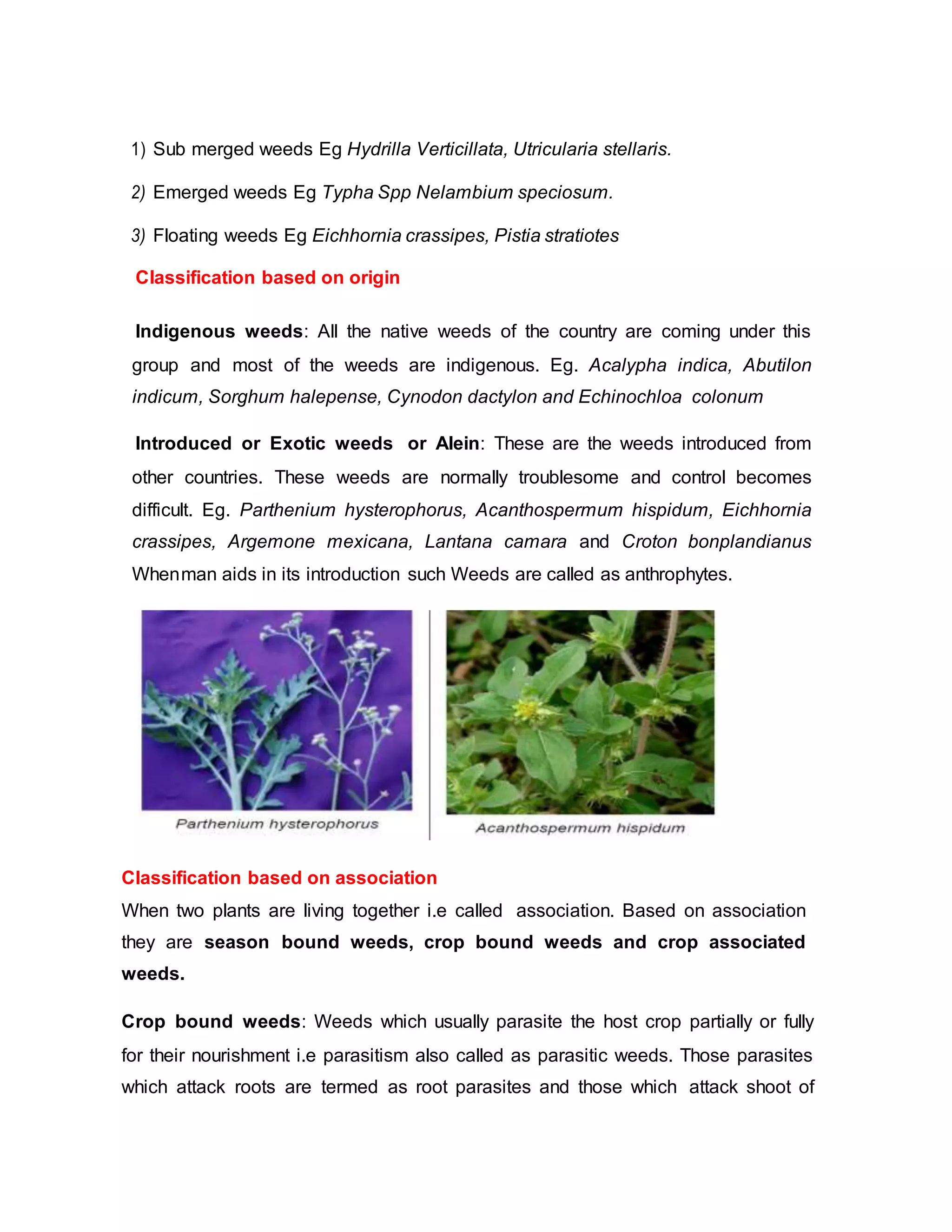 Classification of weeds | DOCX