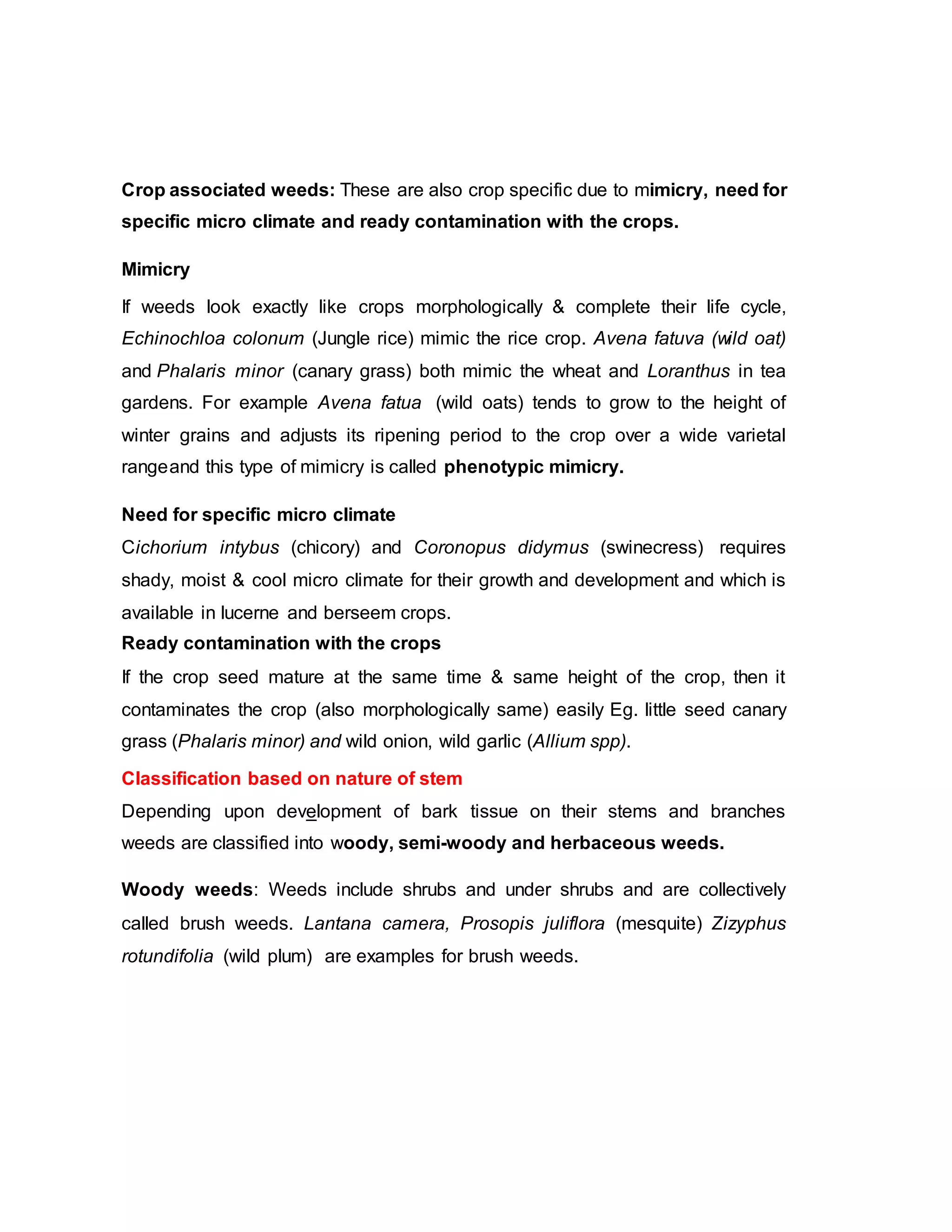 Classification of weeds | DOCX