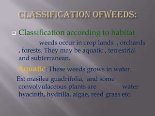 Classification of weeds. | PPTX