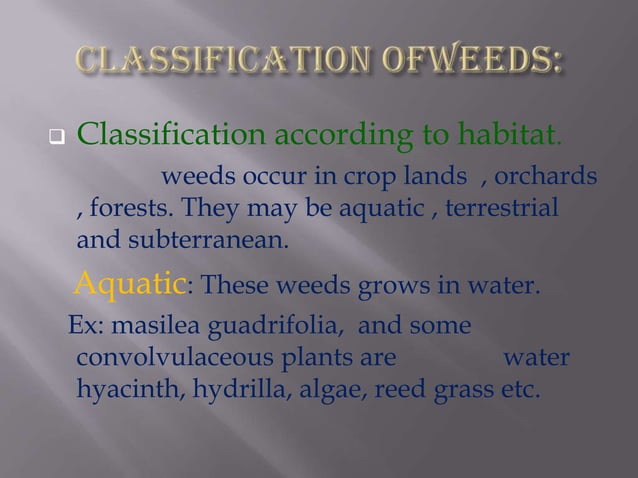 Classification of weeds. | PPT