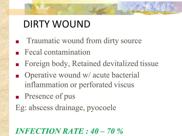 CLASSIFICATION OF WOUNDS BDS 3rd year .pptx | Death, Injury, or ...