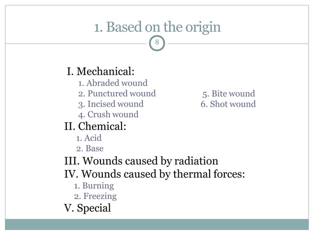 CLASSIFICATION OF WOUNDS BDS 3rd year .pptx | Death, Injury, or ...