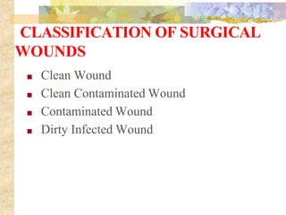 CLASSIFICATION OF WOUNDS BDS 3rd year .pptx