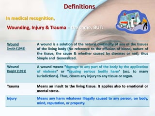 Definitions, Biophysics and Classifications of wounding | PPT