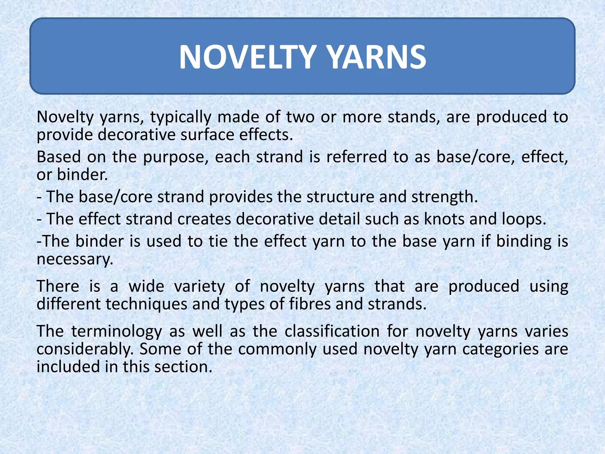 Classification of yarn yarn classification. Textile yarn. Yarn count. | PDF