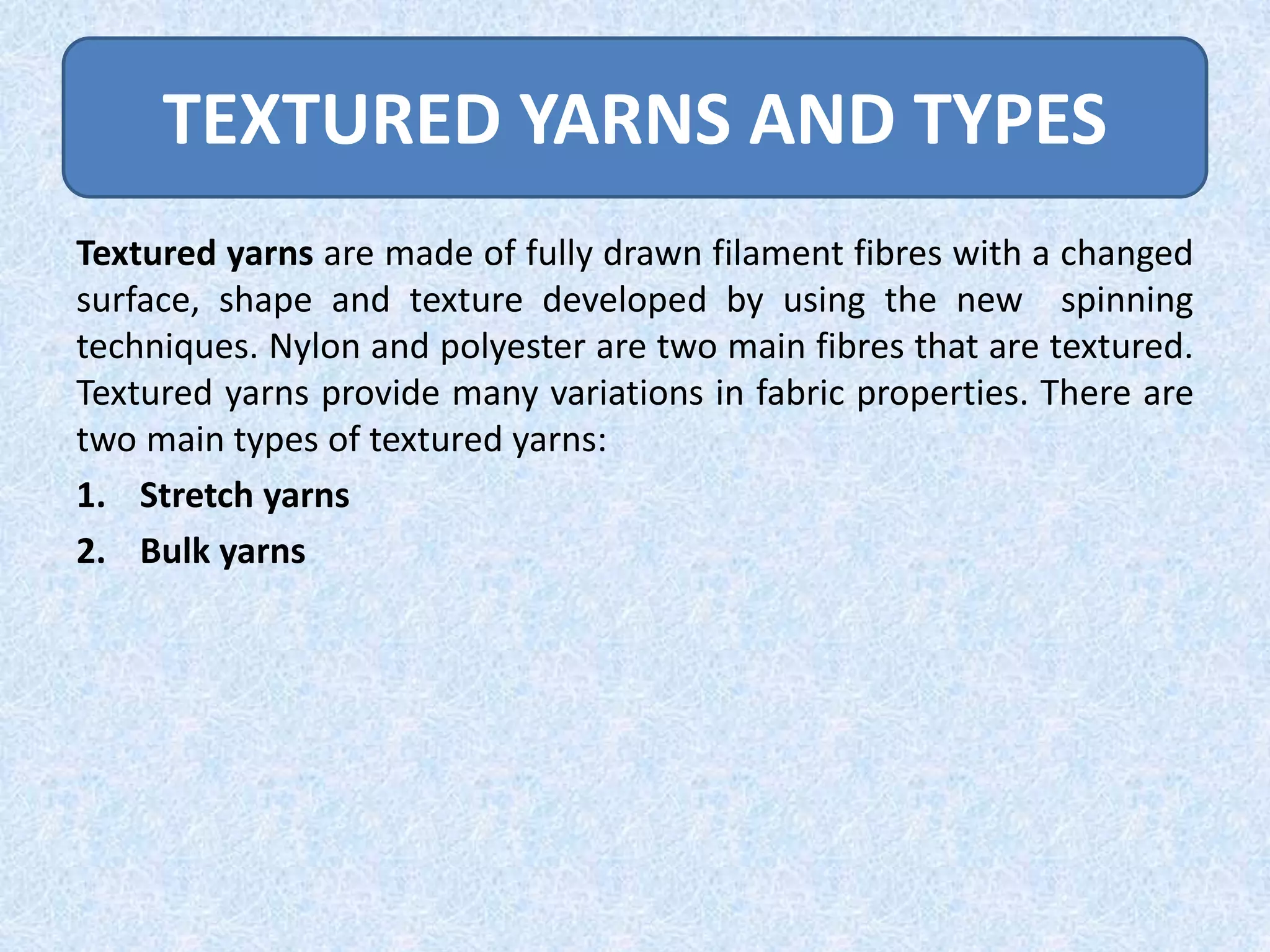 Classification of yarn yarn classification. Textile yarn. Yarn count. | PDF