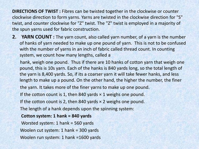 Classification of yarn yarn classification. Textile yarn. Yarn count ...