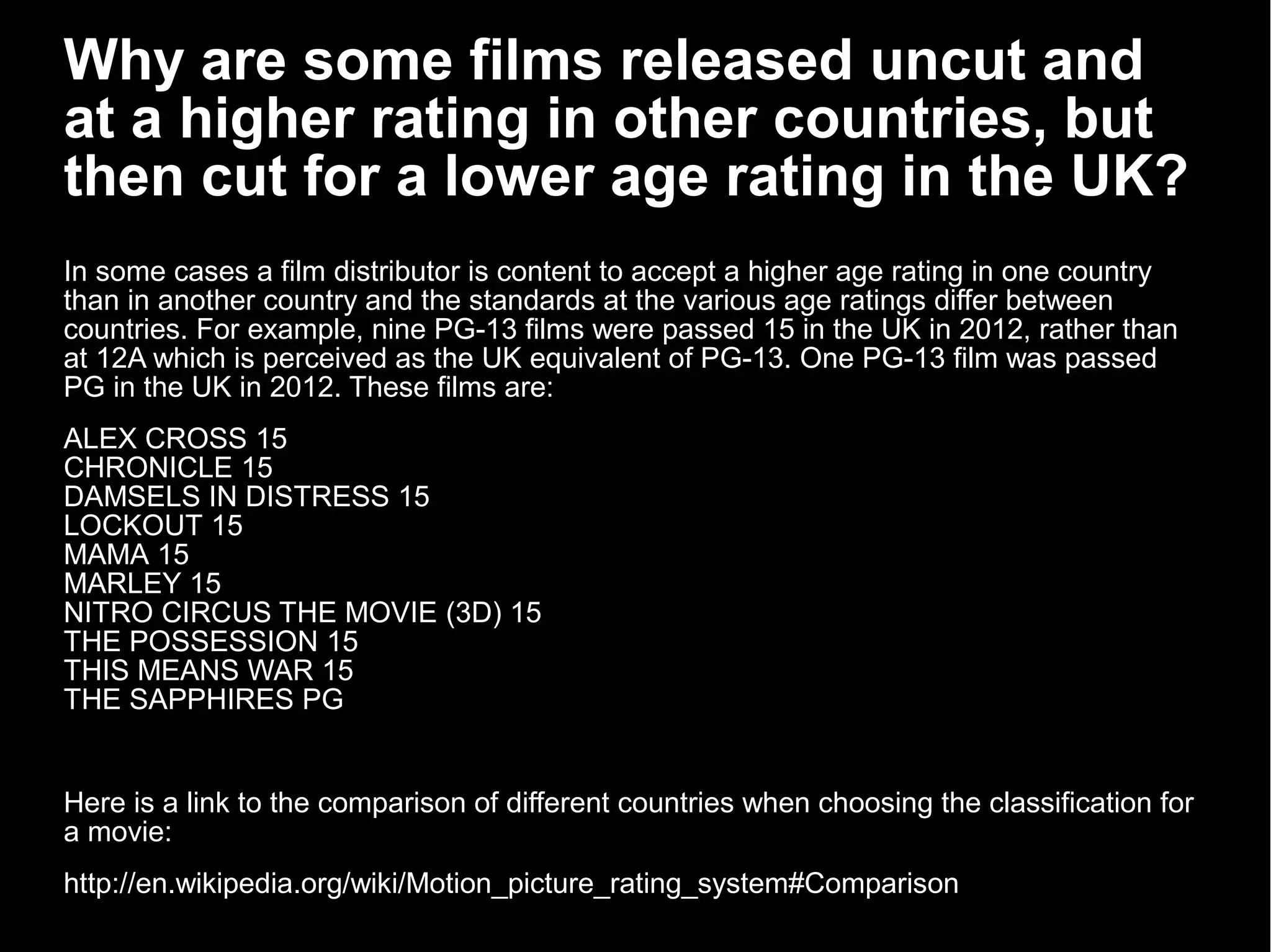 Classification of Films | ODP