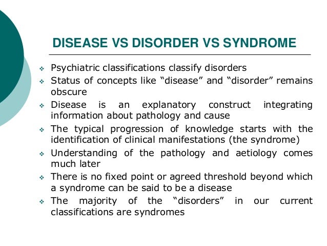 Classification of psychiatric disorders