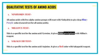 Classification & qualitative tests of amino acids | PPTX | Chemistry ...