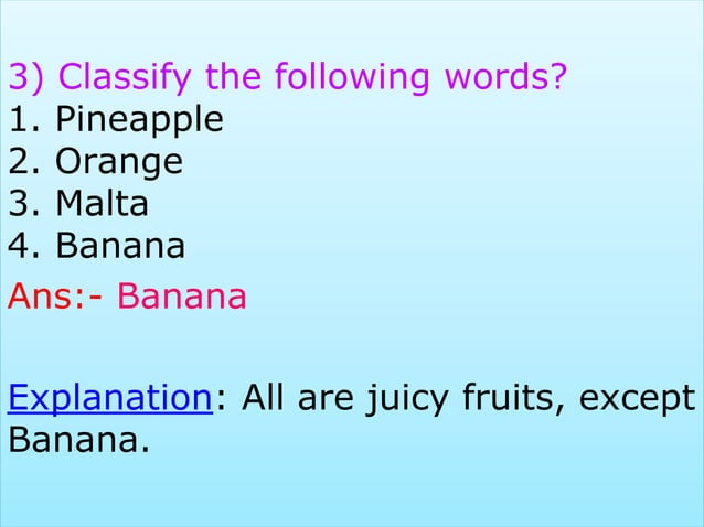 Classification questions and answers | PPT