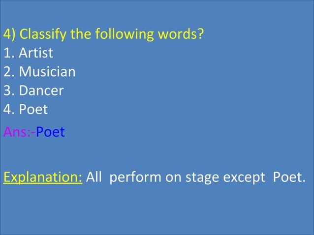 Classification questions and answers | PPT