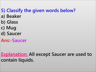 Classification questions and answers | PPT