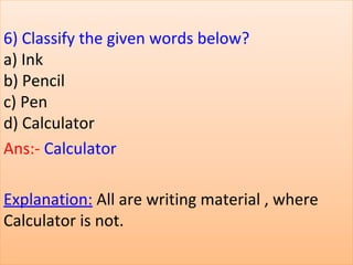 Classification questions and answers | PPT