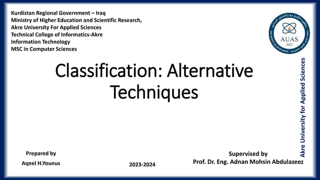 Classification: Alternative Techniques and Nearest Neighbor Classifiers | PPT