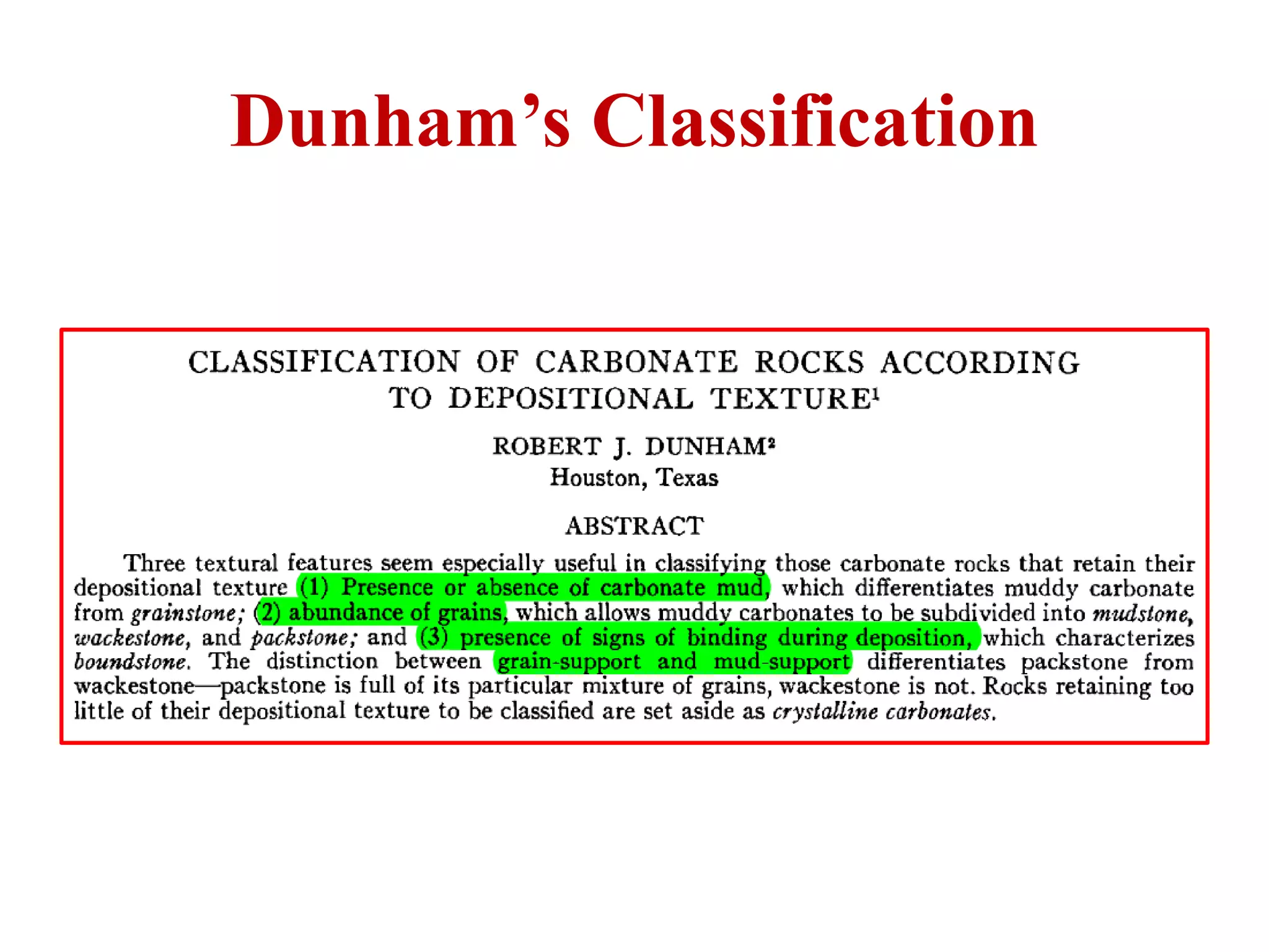 Classifications of carbonate rocks | PDF