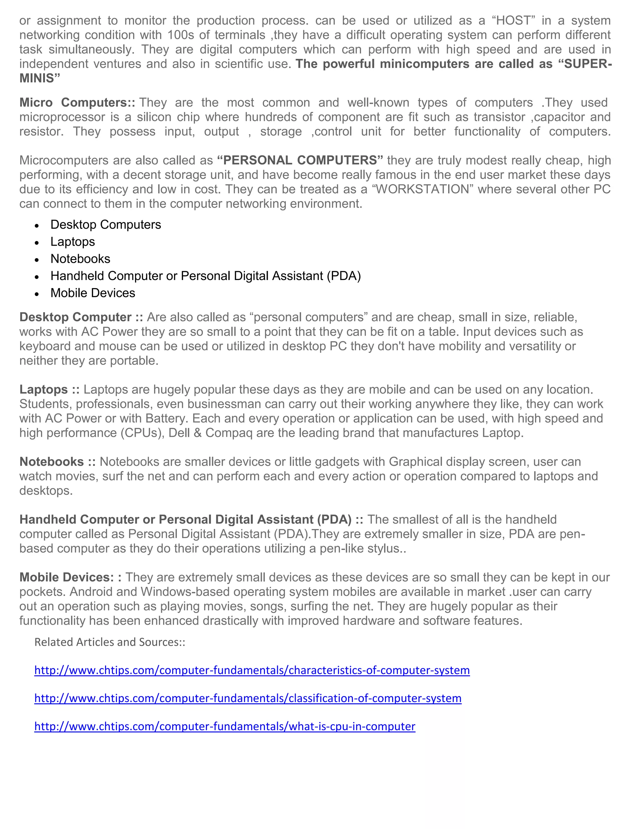 Classifications of computer | PDF